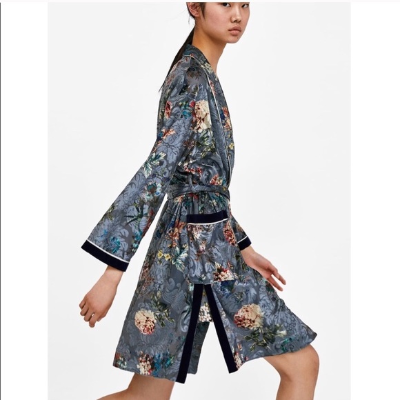 Zara | Jackets & Coats | New Zara Velvet Kimono Robe | Poshmark
